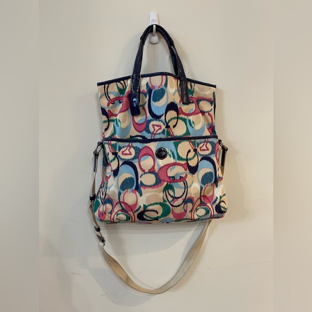 Coach Nylon Tote/Crossbody Bag, With Fabric Strap - Gem